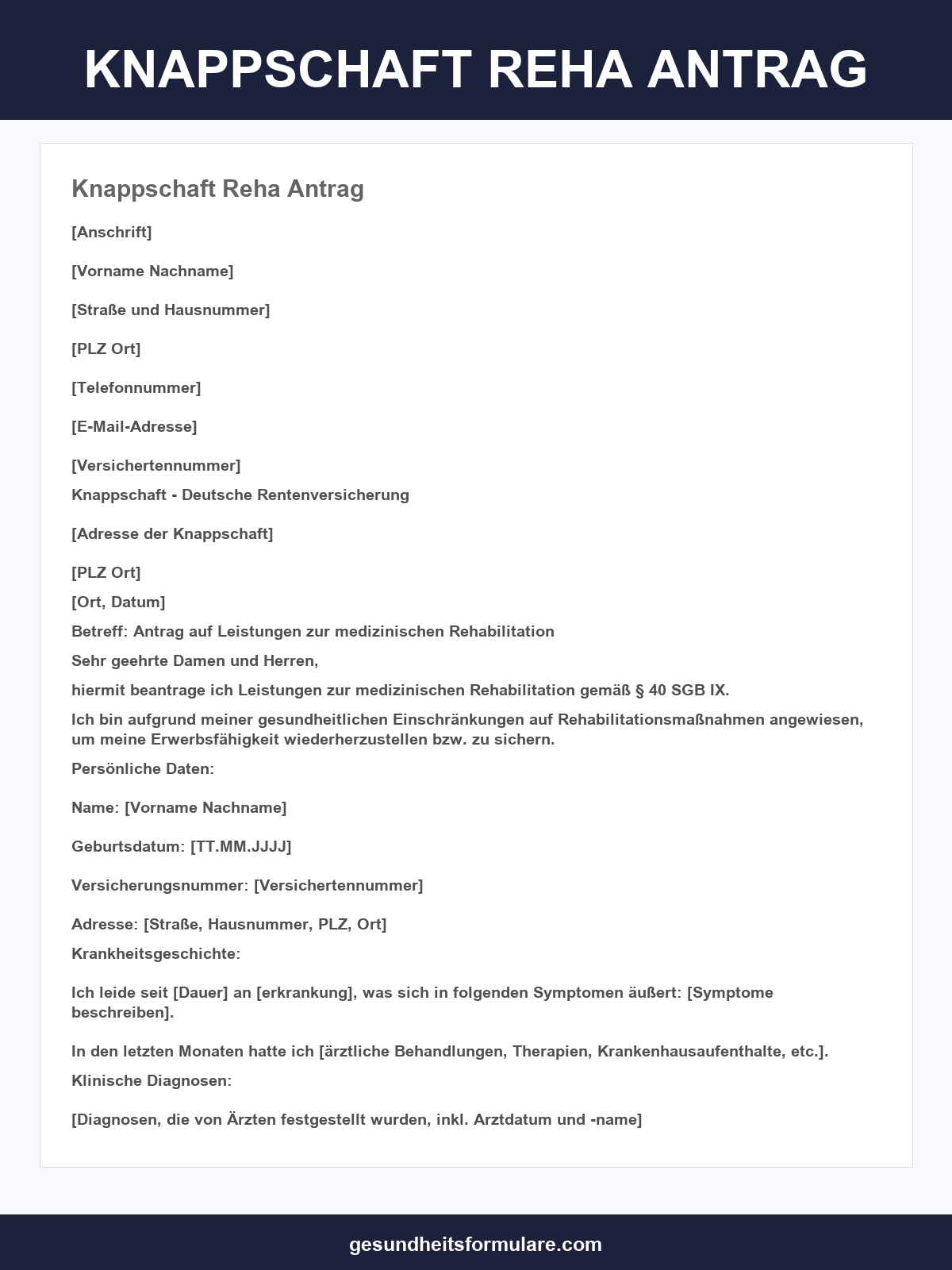 Knappschaft Reha Antrag