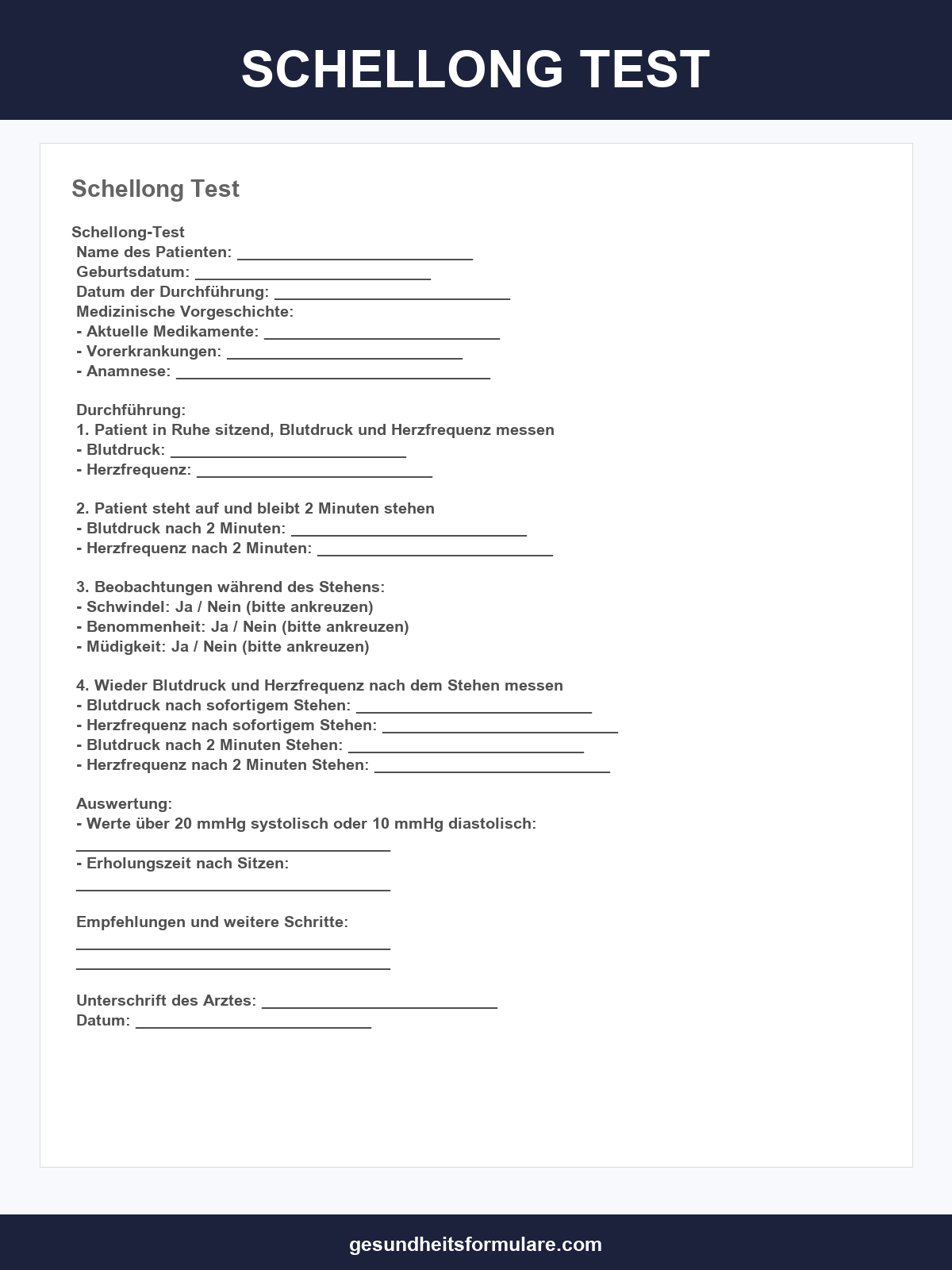 Schellong Test Vorlage Zum Ausdrucken